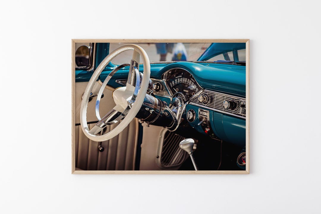 1956 Chevy Bel Air Dashboard Print: Mid-century Car Interior (digital ...
