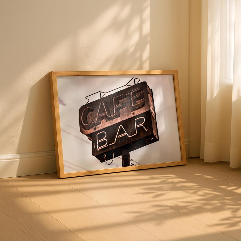 Cafe Bar Neon Sign Digital Download: Vintage Arizona Roadside Wall Art ...