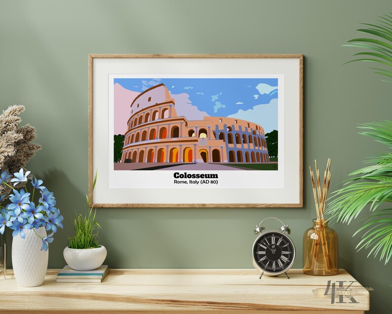 7 Wonders of the World, Colosseum Poster, Rome, Italy, Travel Wall Art ...