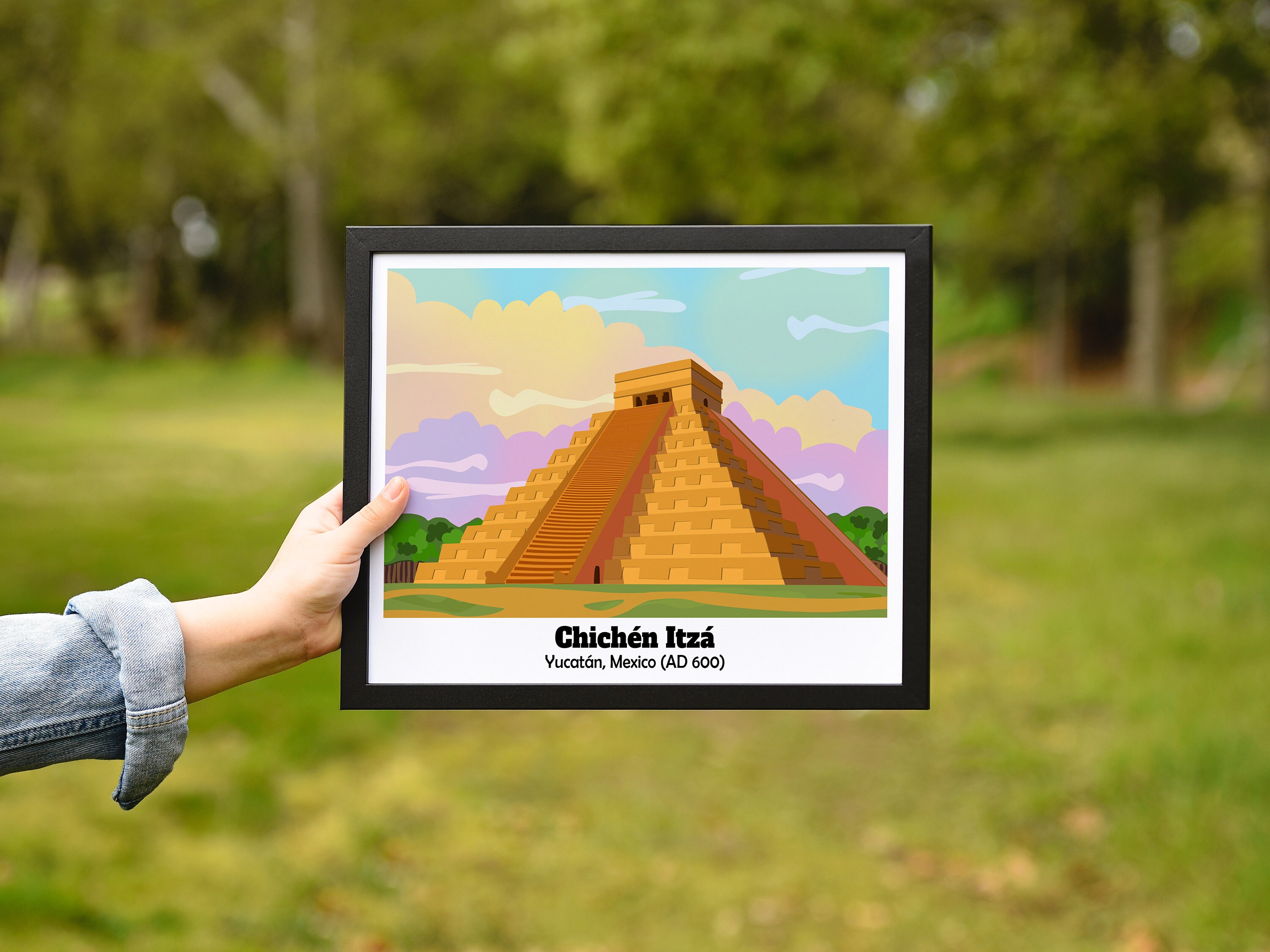 Chichen Itza Poster, 7 Wonders of the World, Travel Wall Art, Famous ...