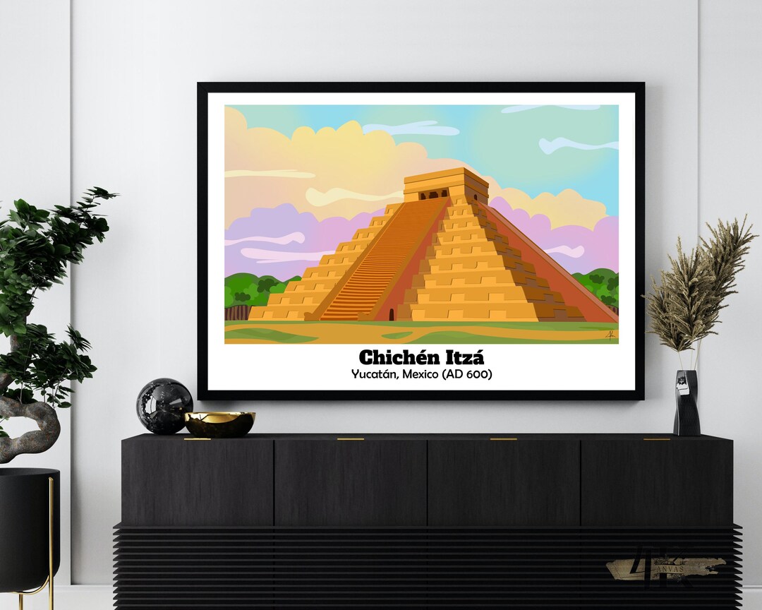Chichen Itza Poster, 7 Wonders of the World, Travel Wall Art, Famous ...