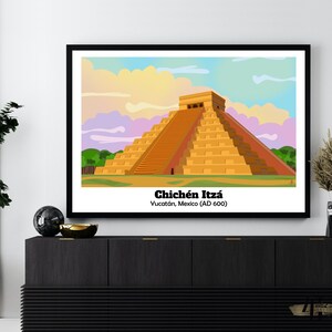 Chichen Itza Poster, 7 Wonders of the World, Travel Wall Art, Famous ...