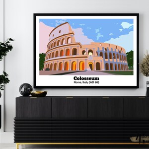 7 Wonders of the World, Colosseum Poster, Rome, Italy, Travel Wall Art ...