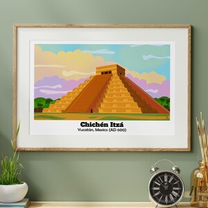 Chichen Itza Poster, 7 Wonders of the World, Travel Wall Art, Famous ...
