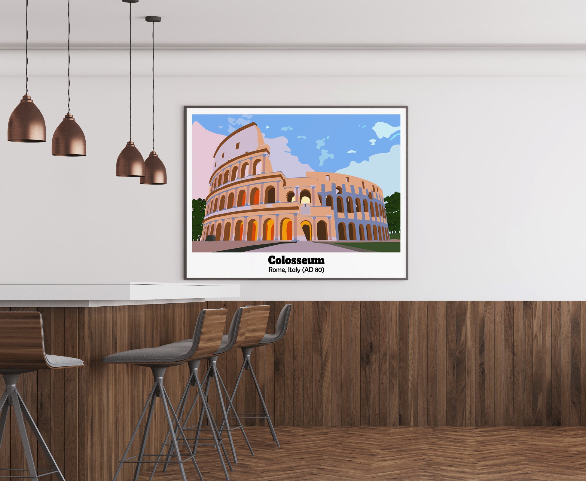 7 Wonders of the World, Colosseum Poster, Rome, Italy, Travel Wall Art ...