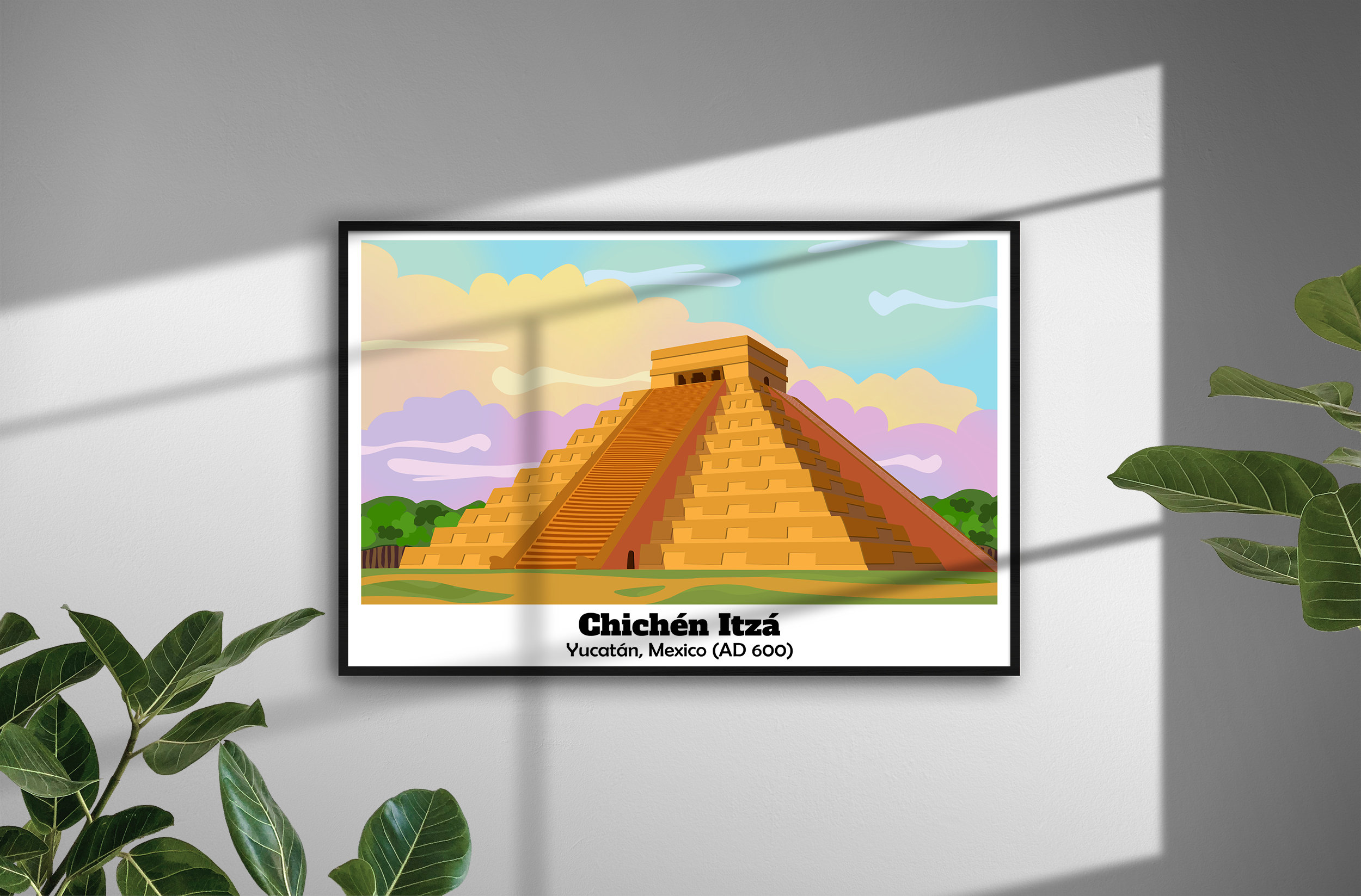 Chichen Itza Poster, 7 Wonders of the World, Travel Wall Art, Famous ...