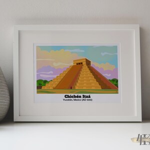 Chichen Itza Poster, 7 Wonders of the World, Travel Wall Art, Famous ...