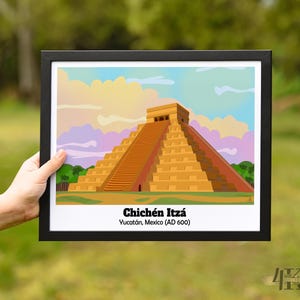 Chichen Itza Poster, 7 Wonders of the World, Travel Wall Art, Famous ...