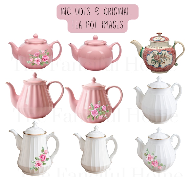 Pink Rose Tea Party Garland Banner Printable High Tea Girls Birthday ...