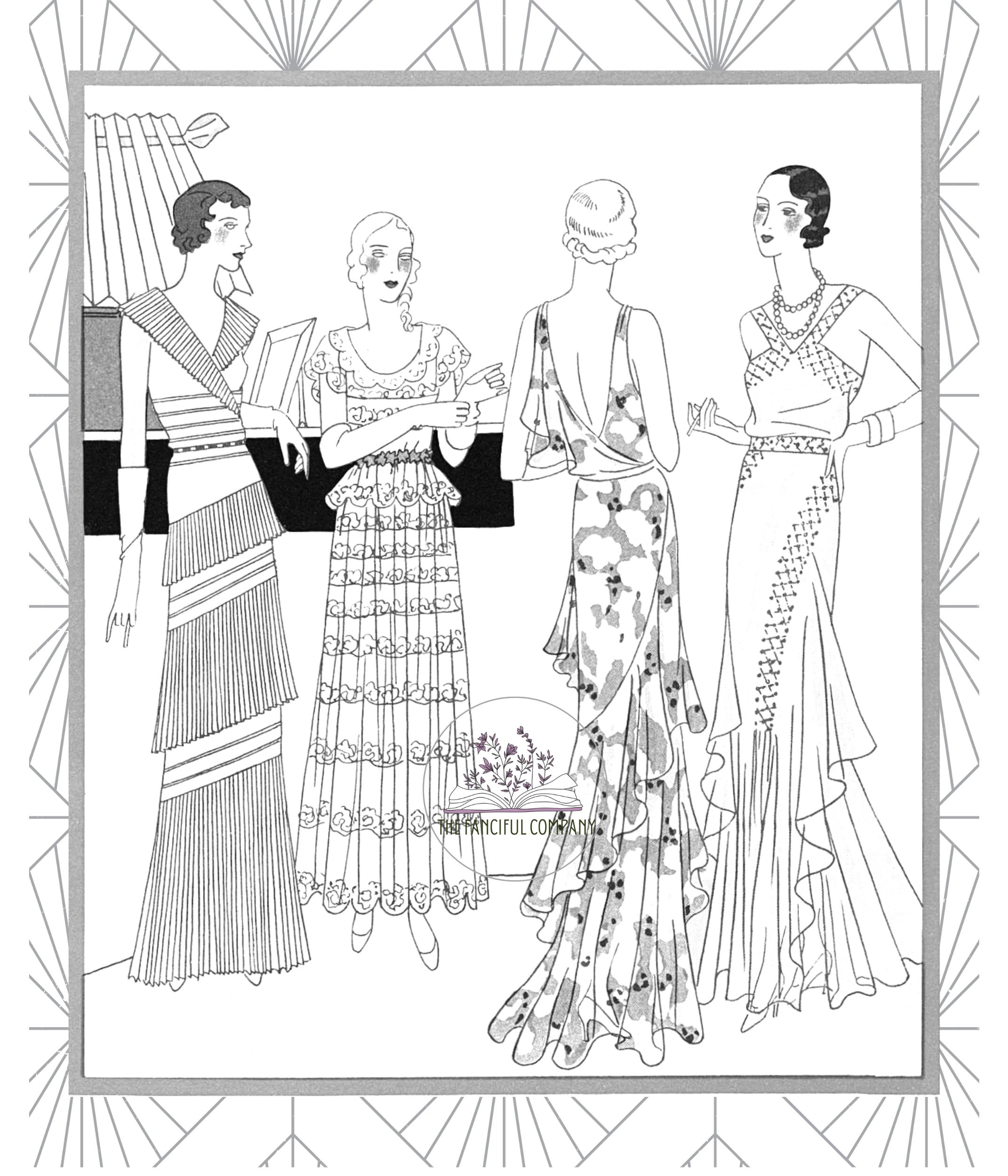 Art Deco Fashion Coloring Pages, Art Deco Fashion, Art Deco Coloring ...