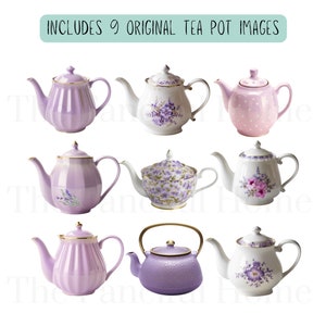 Tea Party Banner Garland Lavender Teacup & Teapot Party Decor Bunting ...