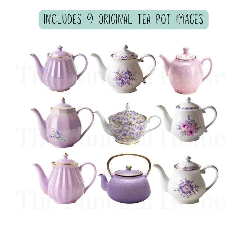 Tea Party Banner Garland Lavender Teacup & Teapot Party Decor Bunting ...