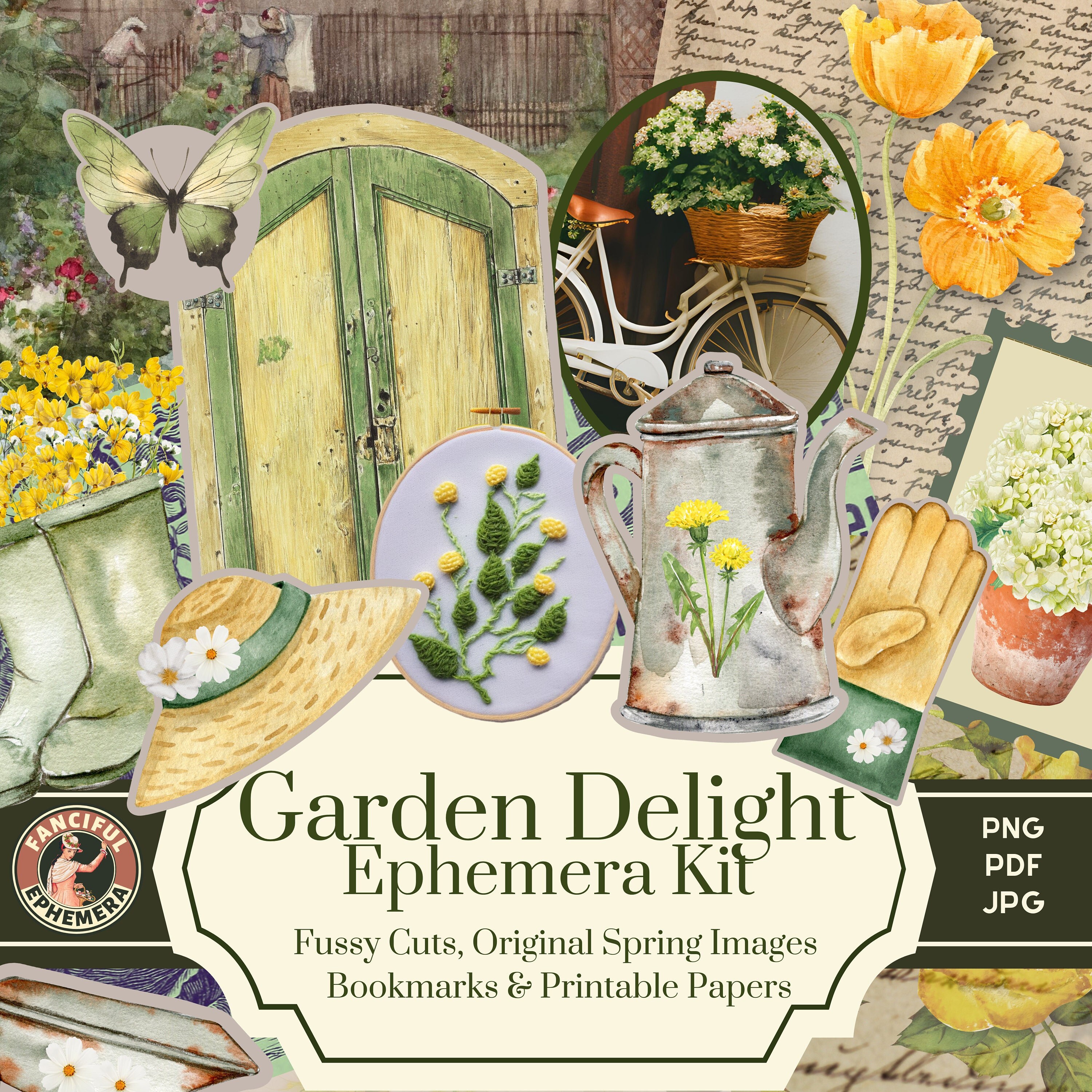 Garden Clip Art, Garden Ephemera, Spring Junk Journal, Fussy Cuts ...