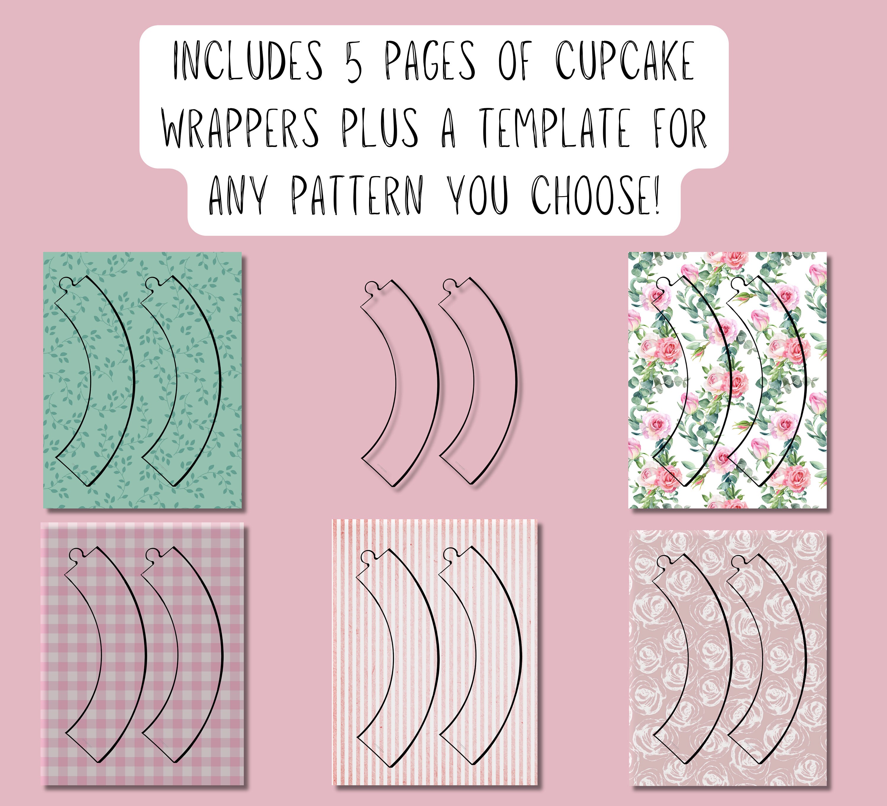 Pink Roses Tea Party Cupcake Toppers Cupcake Wrappers and Printable ...