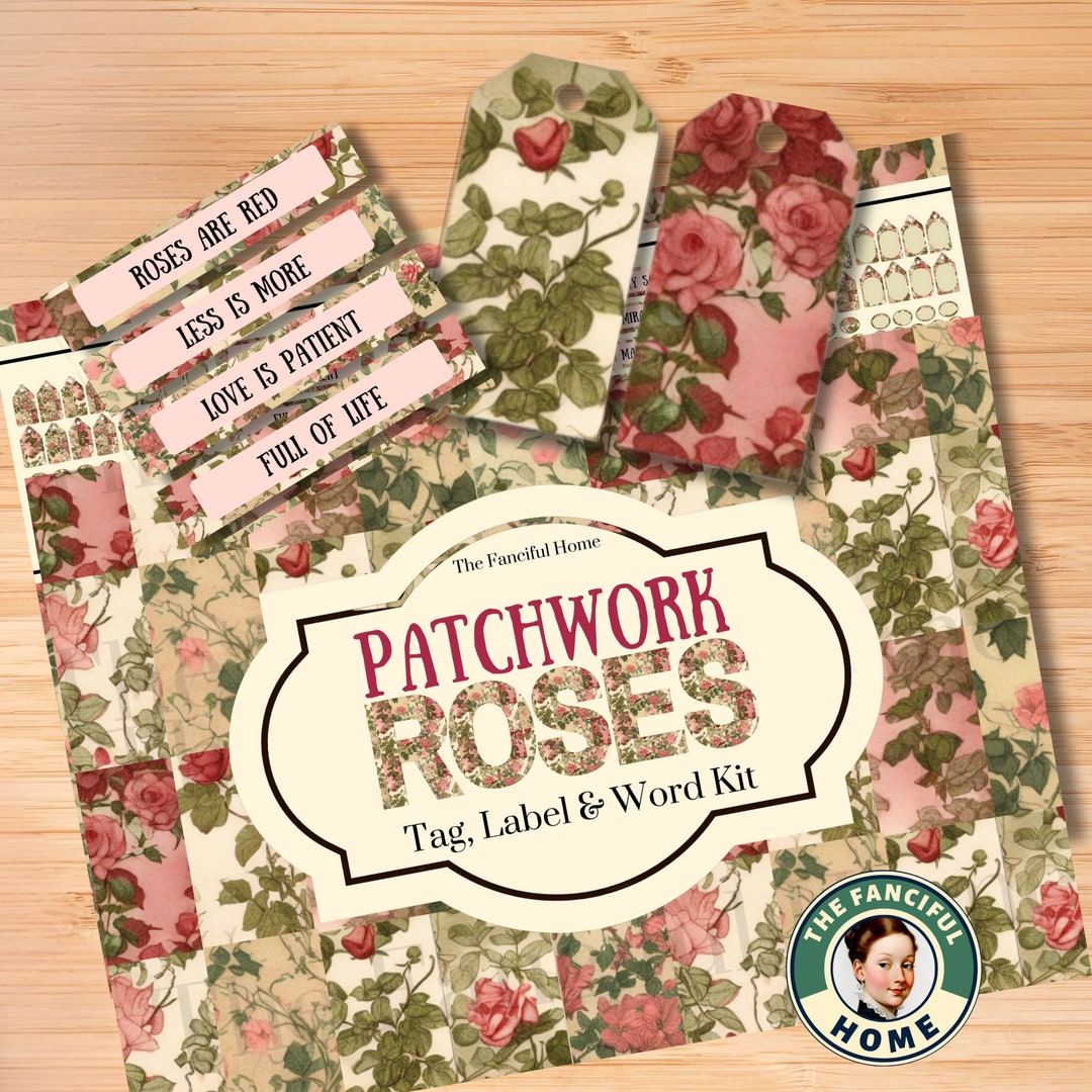 Patchwork Roses - Tag, Label and Word Ephemera Kit, Spring Ephemera ...