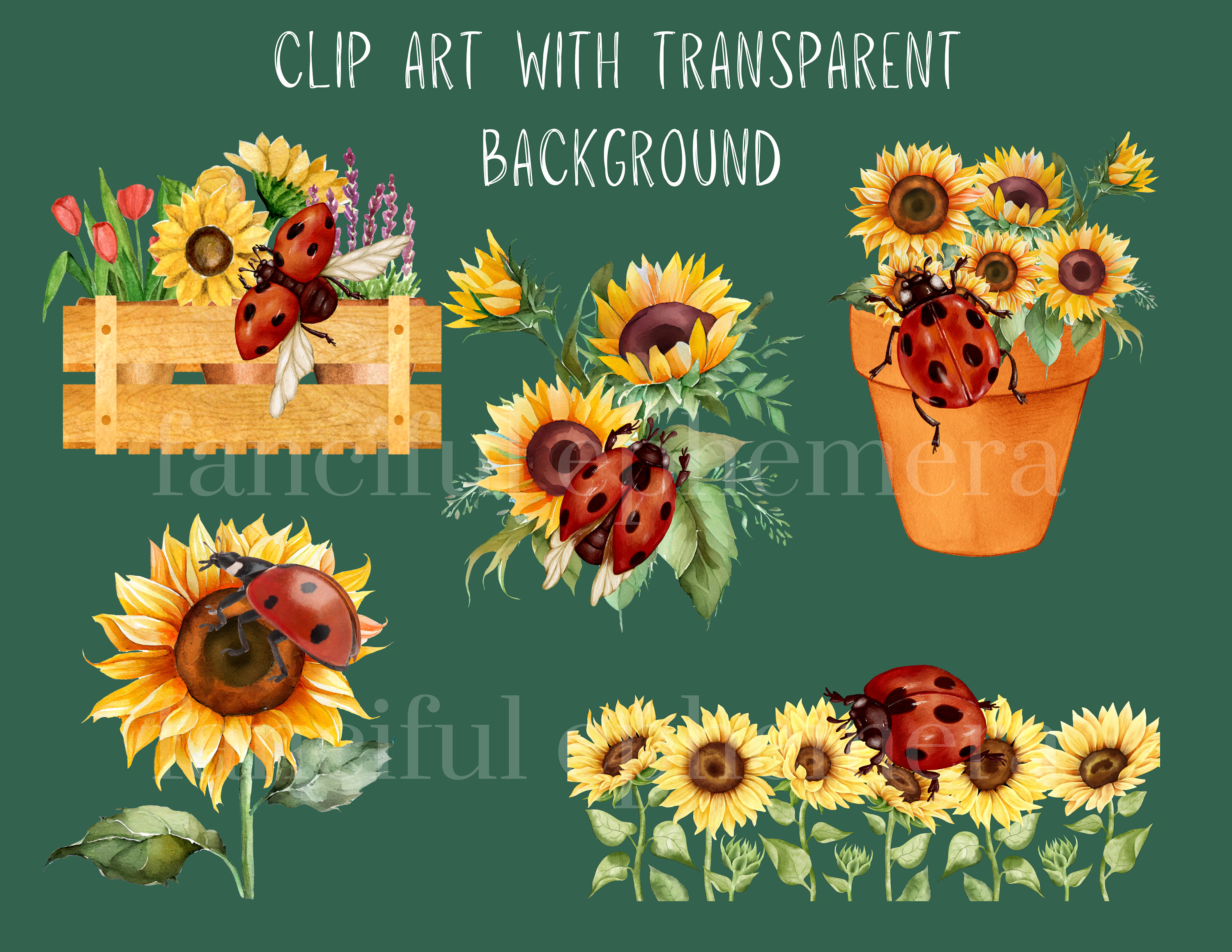 Lively Ladybugs Clip Art Imagery PNG & SVG, Ladybug Ephemera, Spring ...