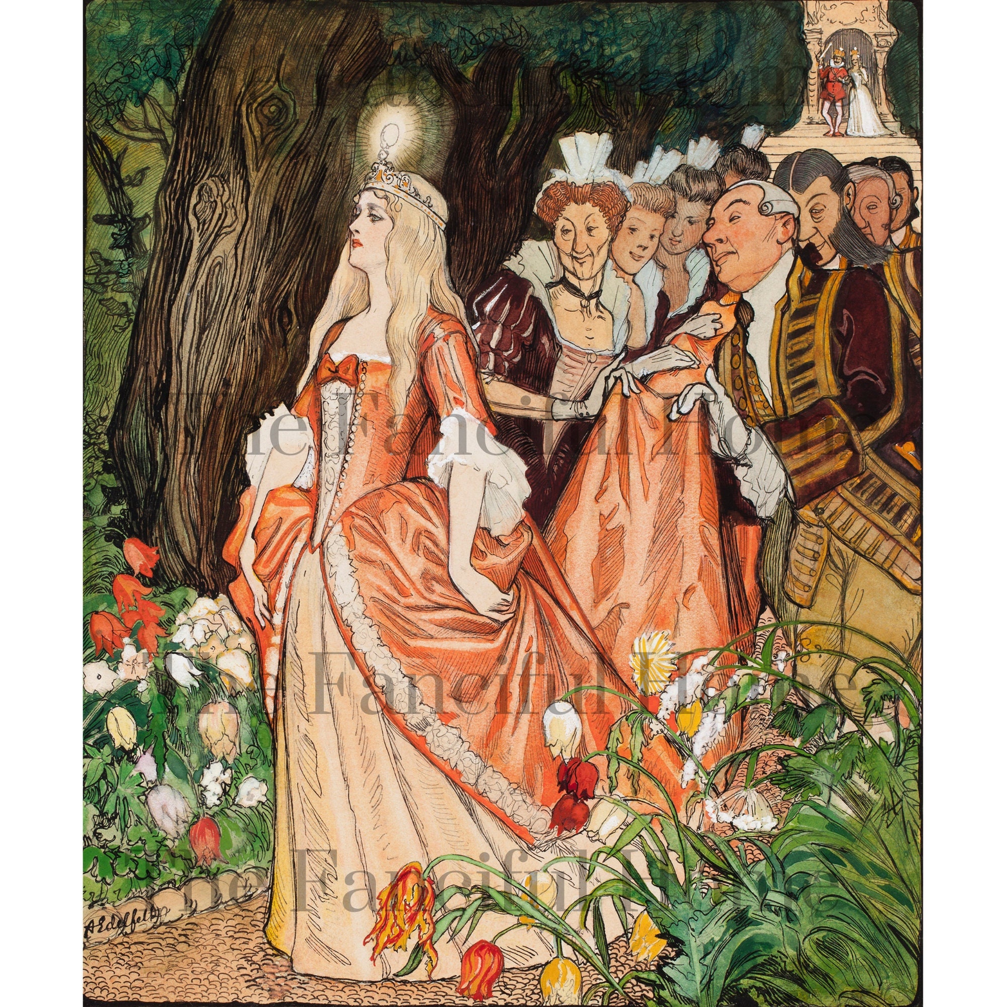 Antique Fairy Tale Artwork Illustration, Vintage Fairy Tale, Girls ...