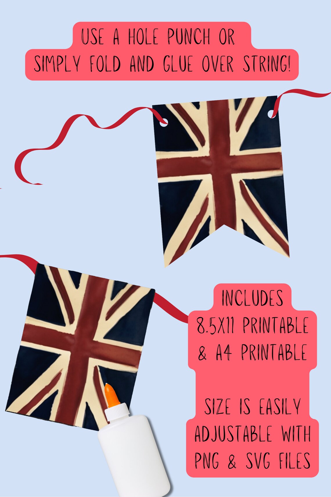 Union Jack Bunting Banner Printable, Coronation Party Bunting Banner ...