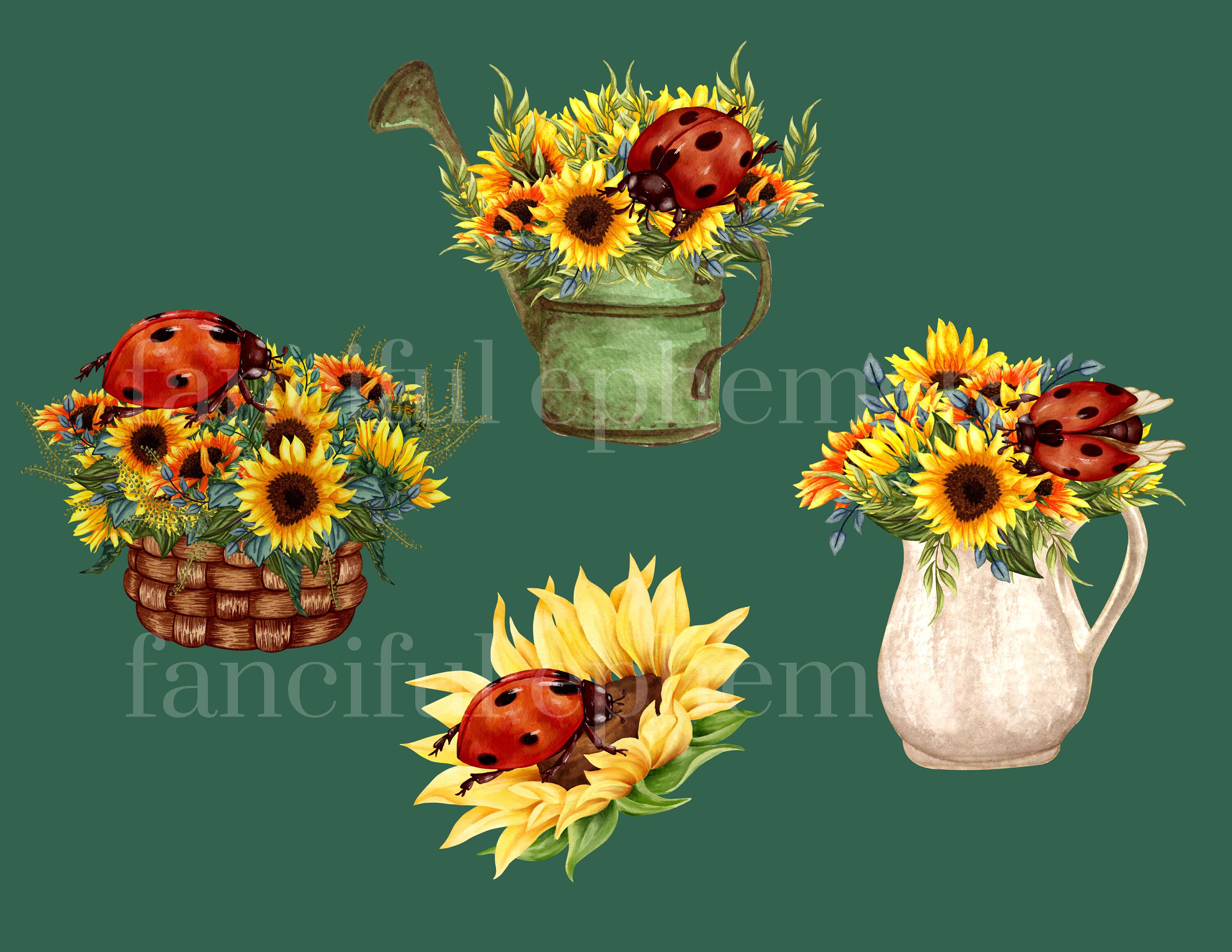 Lively Ladybugs Clip Art Imagery PNG & SVG, Ladybug Ephemera, Spring ...