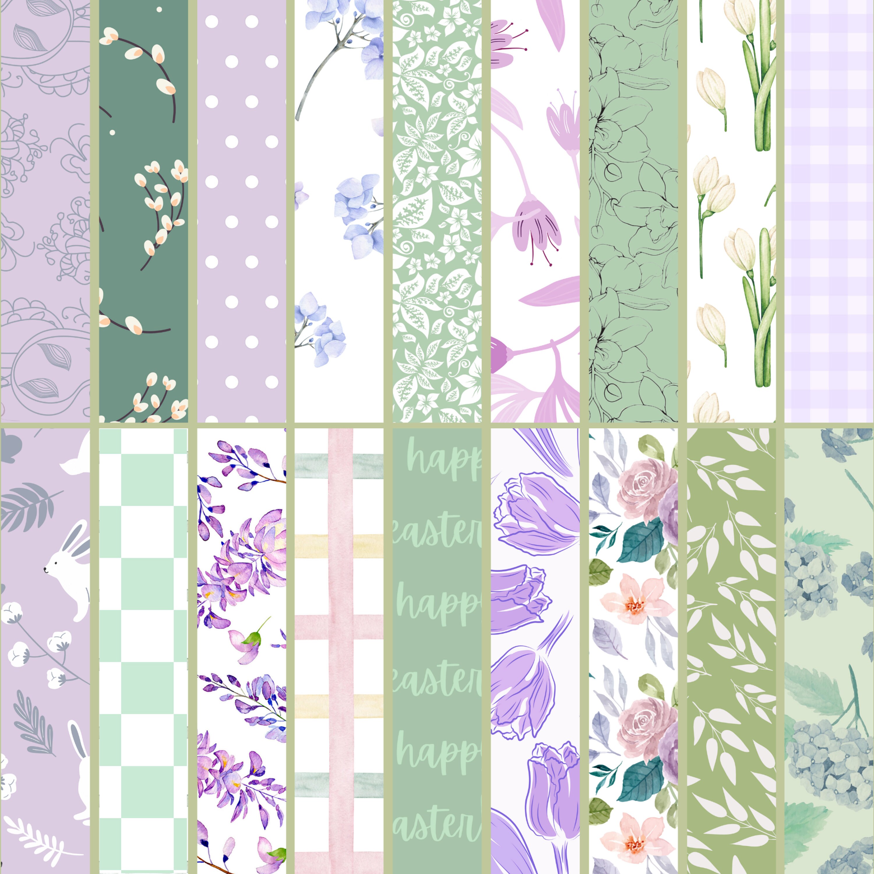 SPRING GARDEN - Easter Digital Papers - Violet & Green, Easter and ...