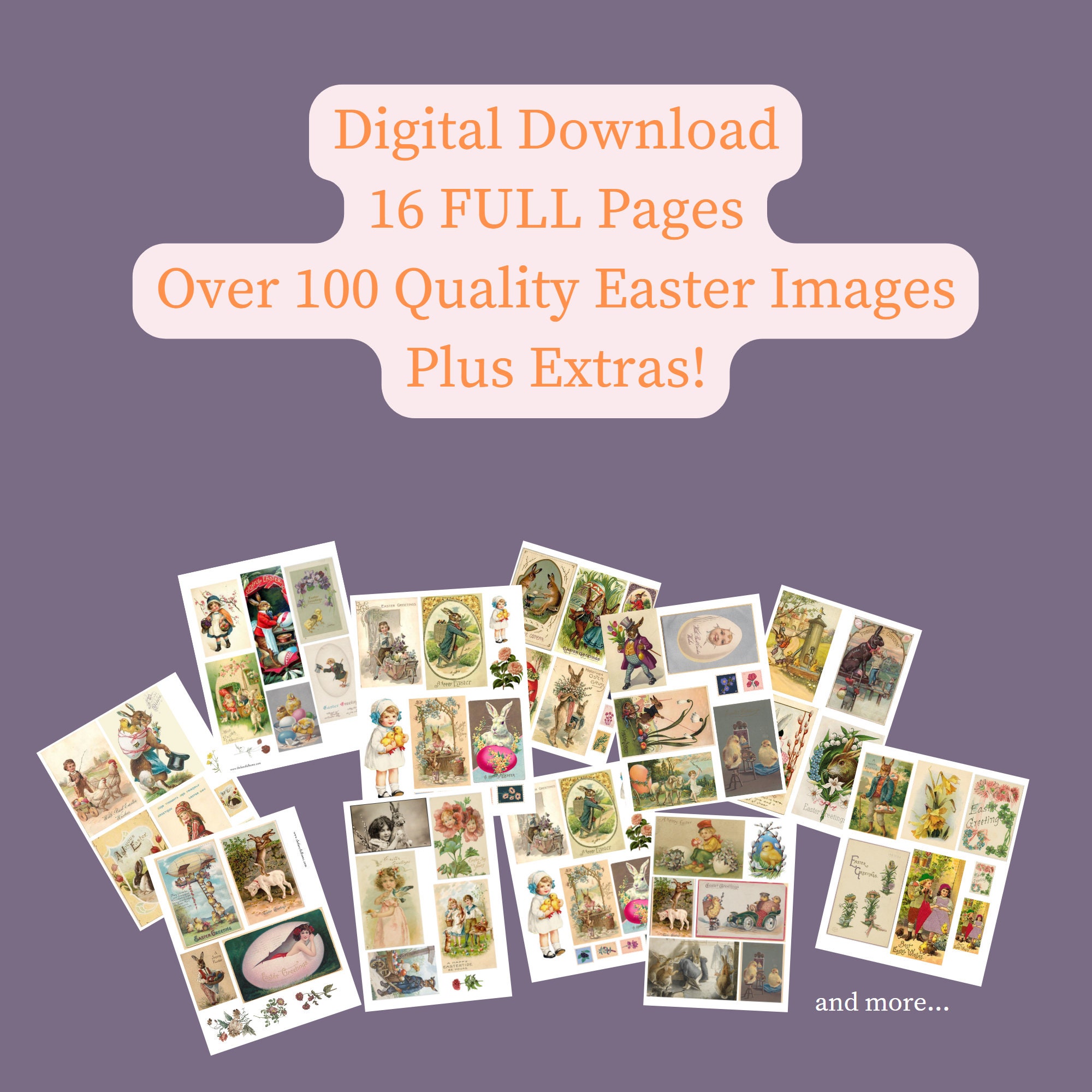 Vintage Easter Ephemera Kit - Vol 1. Over 100 Historic Easter Images ...