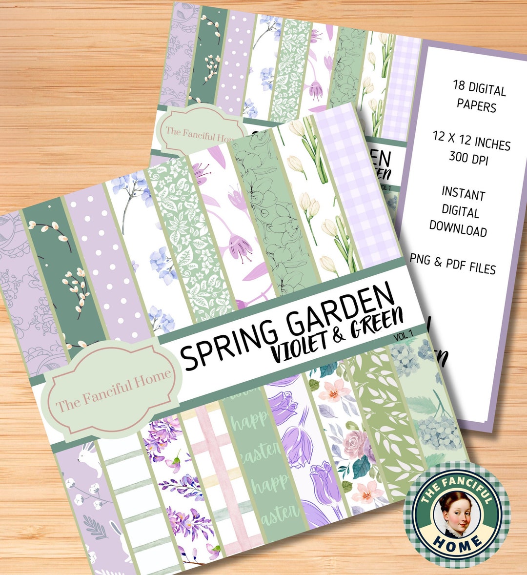 SPRING GARDEN - Easter Digital Papers - Violet & Green, Easter and ...