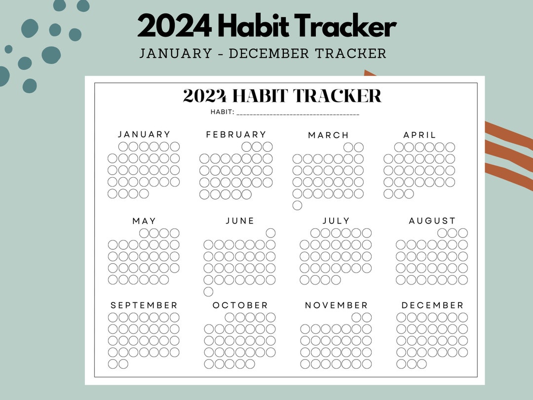 2024 Habit Tracker Printable, Habit Tracker Template, Yearly Habit ...