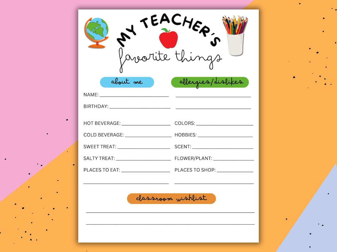 All About My Teacher Template, All About Me, Teacher, School ...