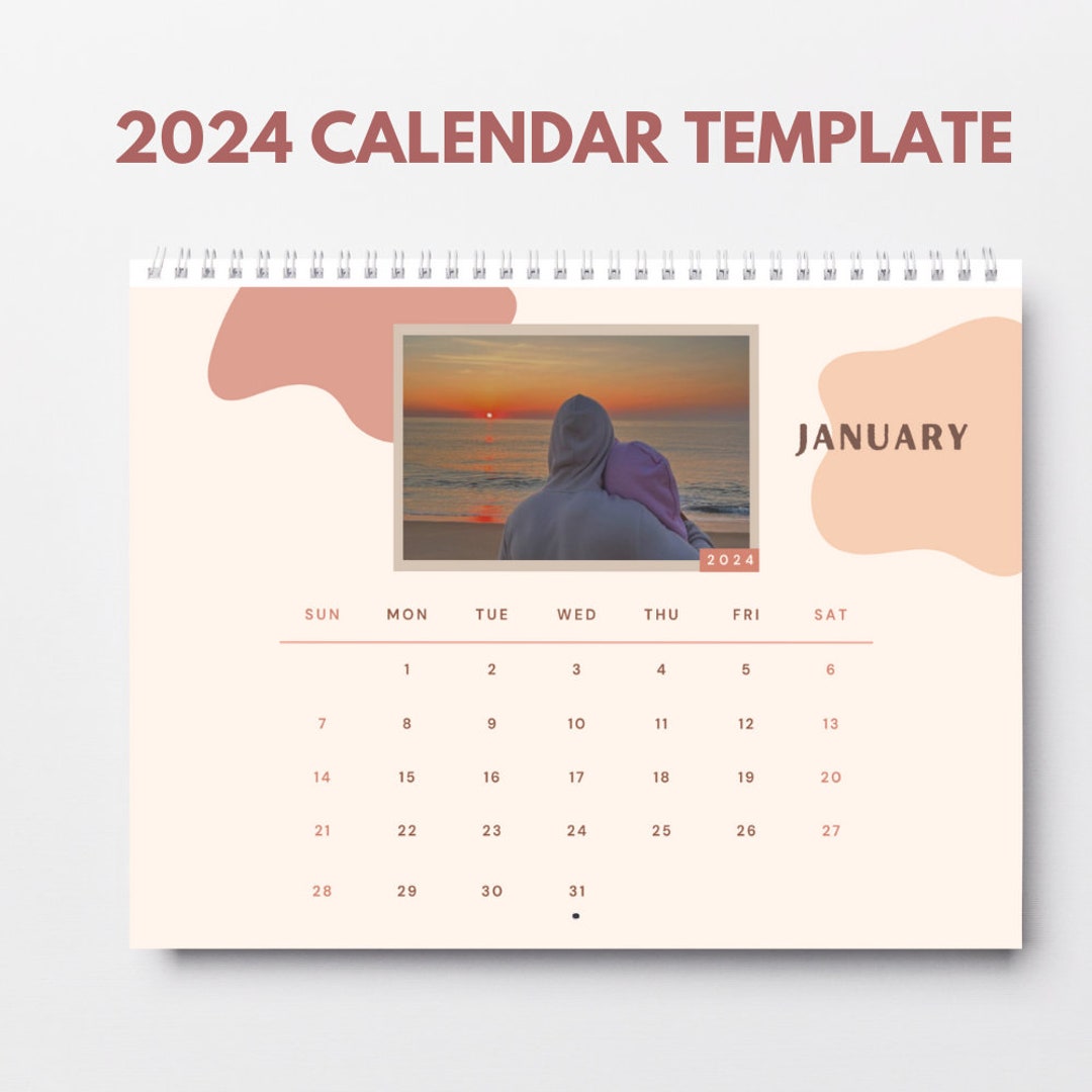 Plantilla de calendario 2024 editable en Canva - Etsy México