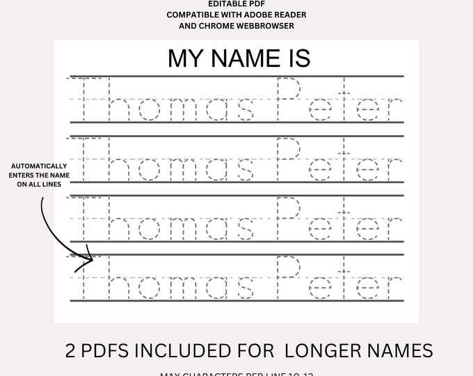 Name Trace Worksheet, Printable for Pre Schoolers\kindergarteners Name ...