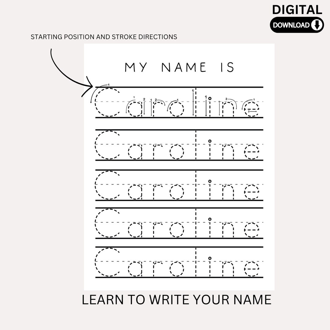Name Trace Worksheet, DIGITAL Printable for Pre ...