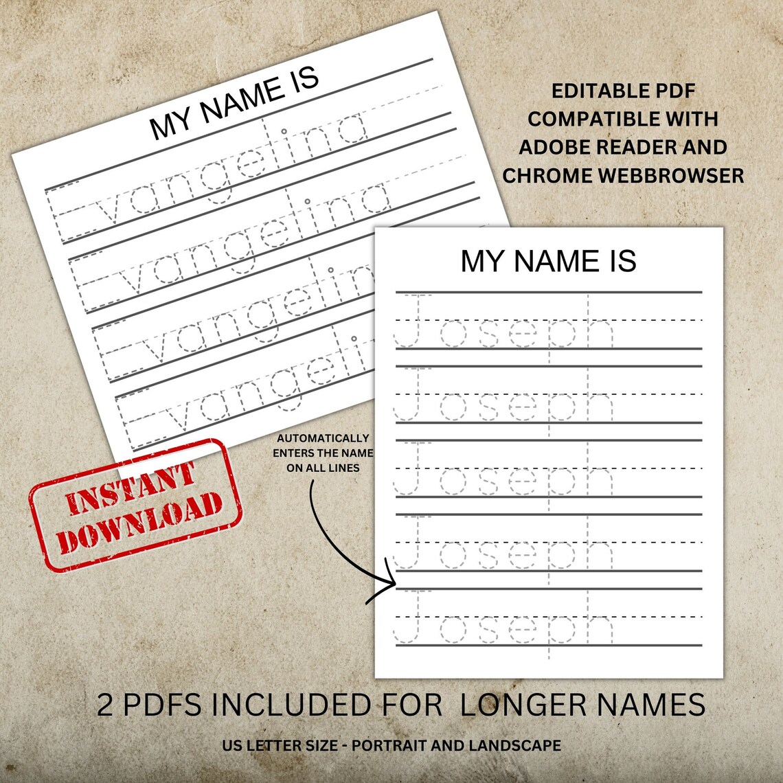Name Trace Worksheet, Printable for Pre Schoolerskindergarteners Name ...