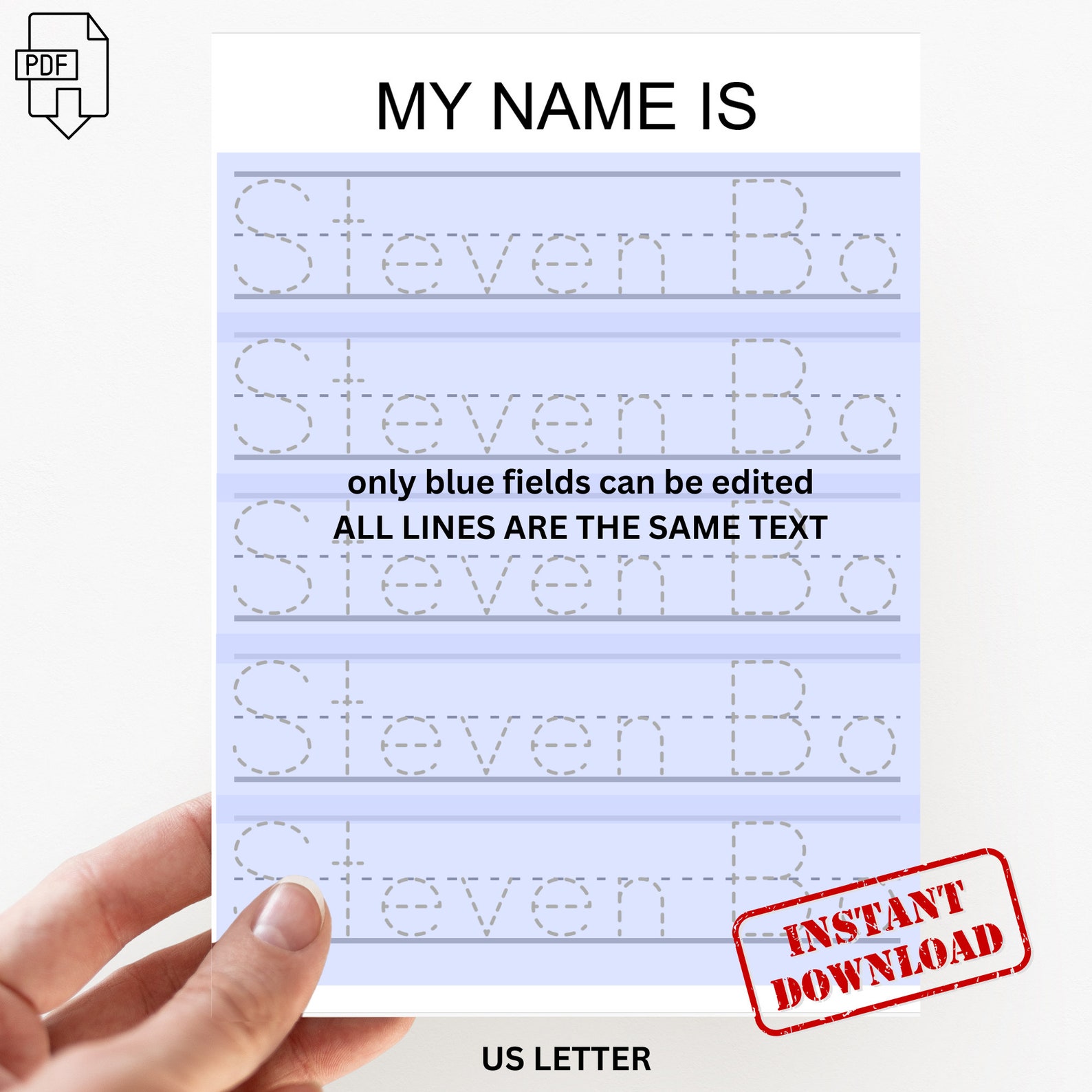 Name Trace Worksheet, Printable for Pre Schoolerskindergarteners Name ...