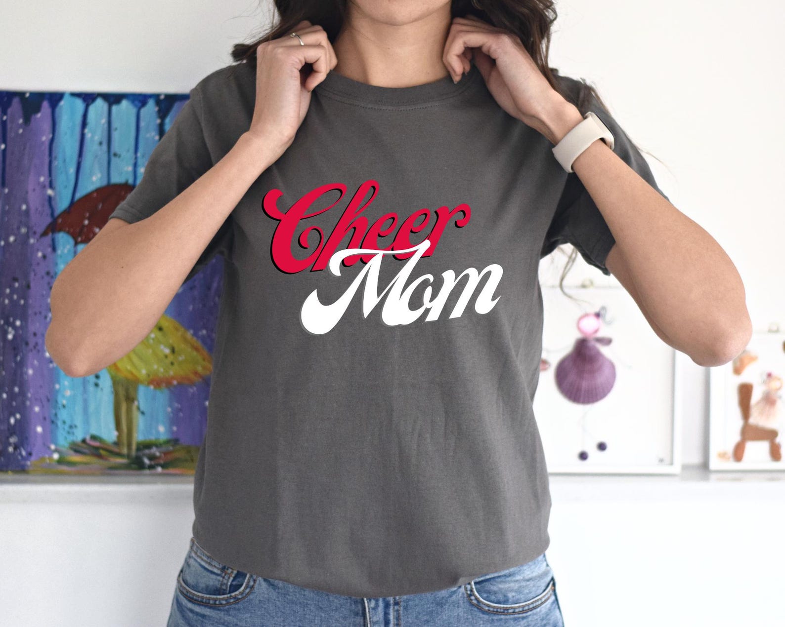 Red White Cheer Mom Shirt, Cheerleader Shirt, Gift for Cheer Mom, Cheer ...