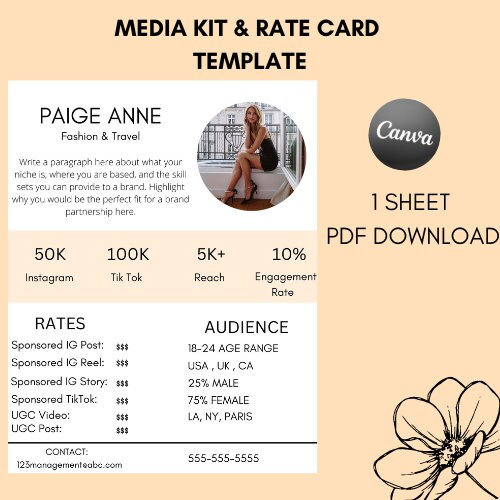 Media Kit & Rate Card Template | Influencer Tools - Etsy