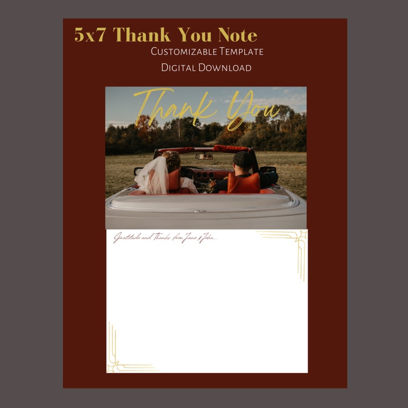 Thank You Note - Digital Download, 5x7 - Etsy