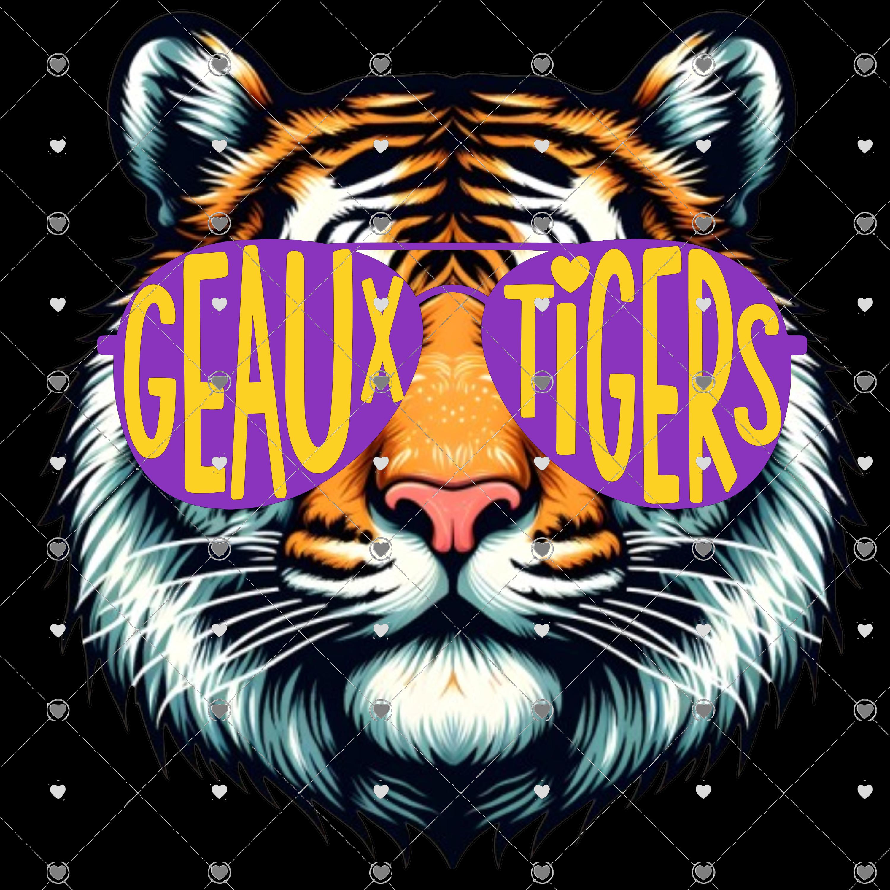 Geaux Tigers Tiger Head With Glasses 300 DPI DTF Transfer or ...