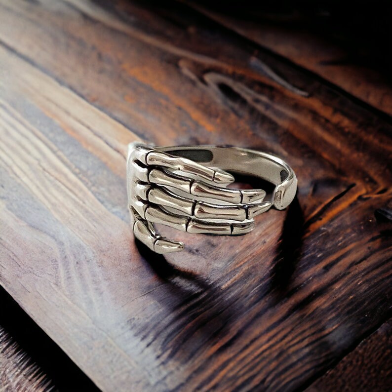 Skeleton Hand Ring Adjustable Skull Rings Silver Skeleton - Etsy UK