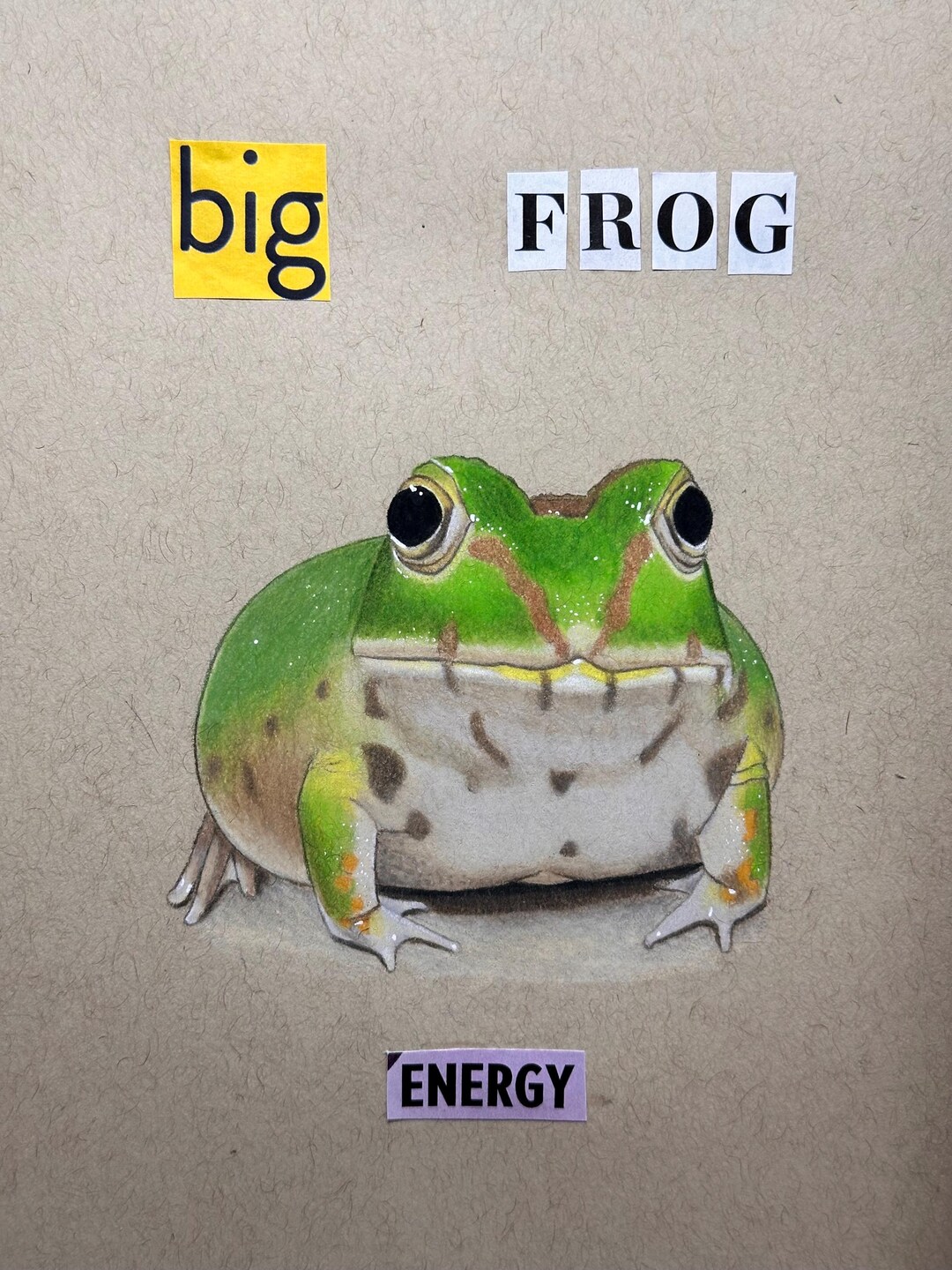 Original “big Frog Energy”, Drawing, Frog Lover, Gifts for Her, Grompy ...