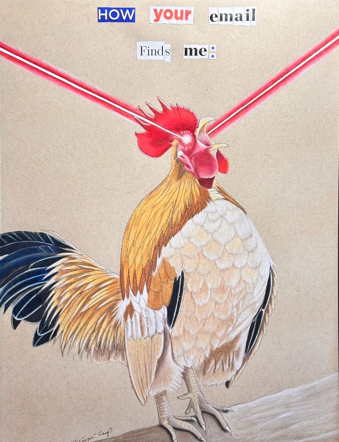 PRINT of “how Your Email Finds Me:”, Funny, Rooster, Burn Out, Email ...