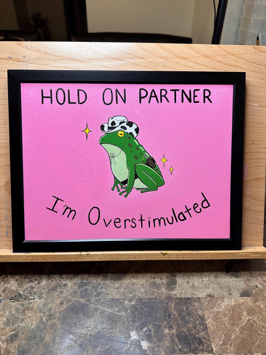 Original Frog Painting, Yeehaw, Cowboy Hat, Frogcore, Frog Art, Hold on ...