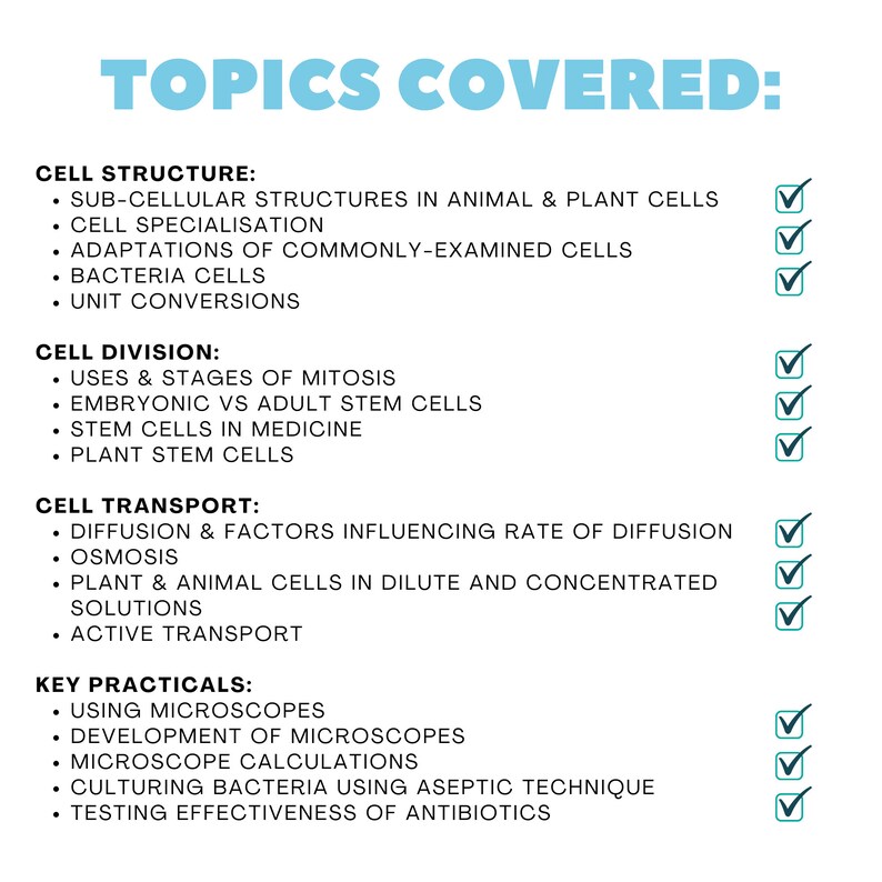 GCSE Biology AQA Cell Biology Notes **DIGITAL** - Etsy