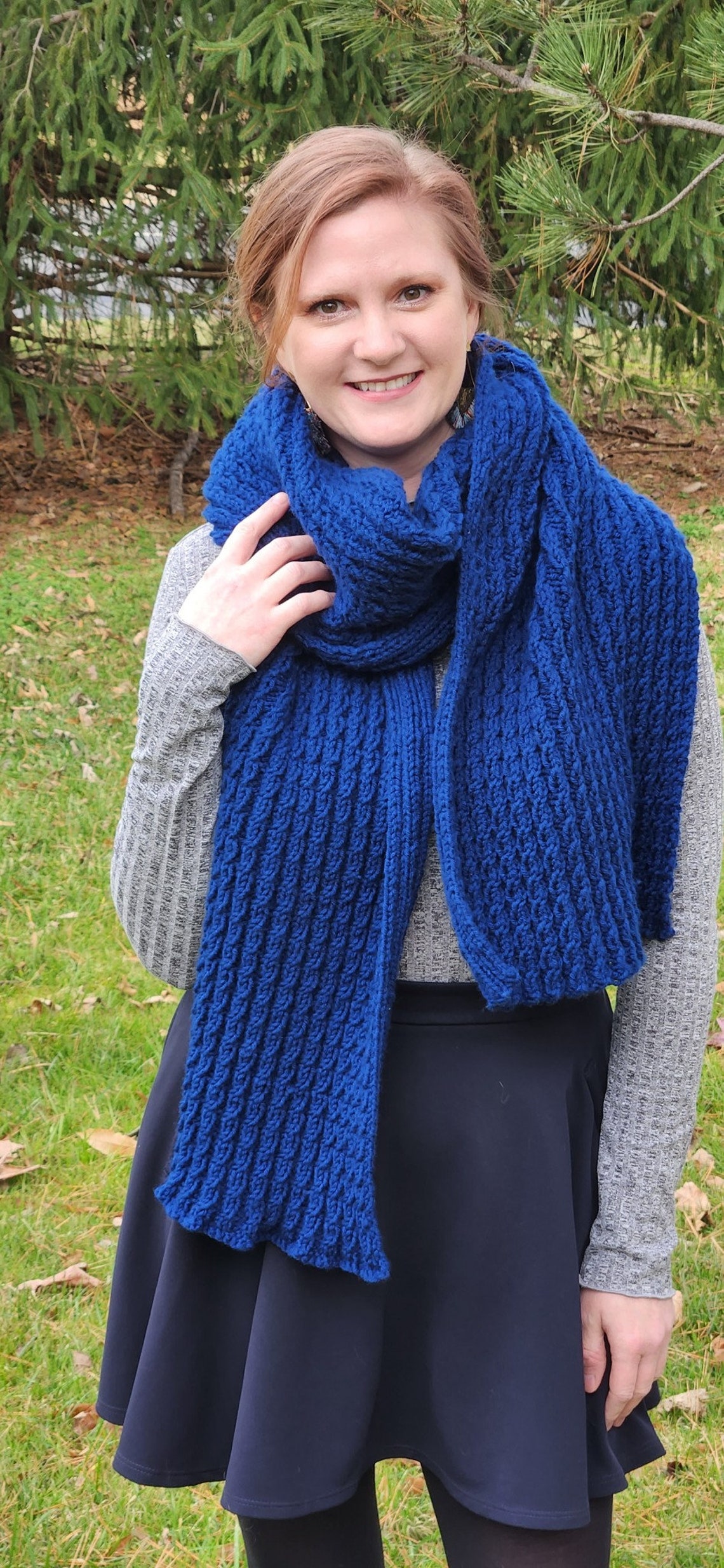 Little Faux Cables Wide Scarf Knitting Pattern - Etsy