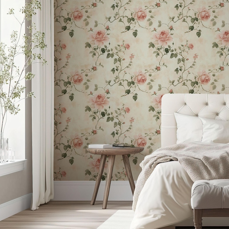 Rose Vine Wallpaper - Etsy