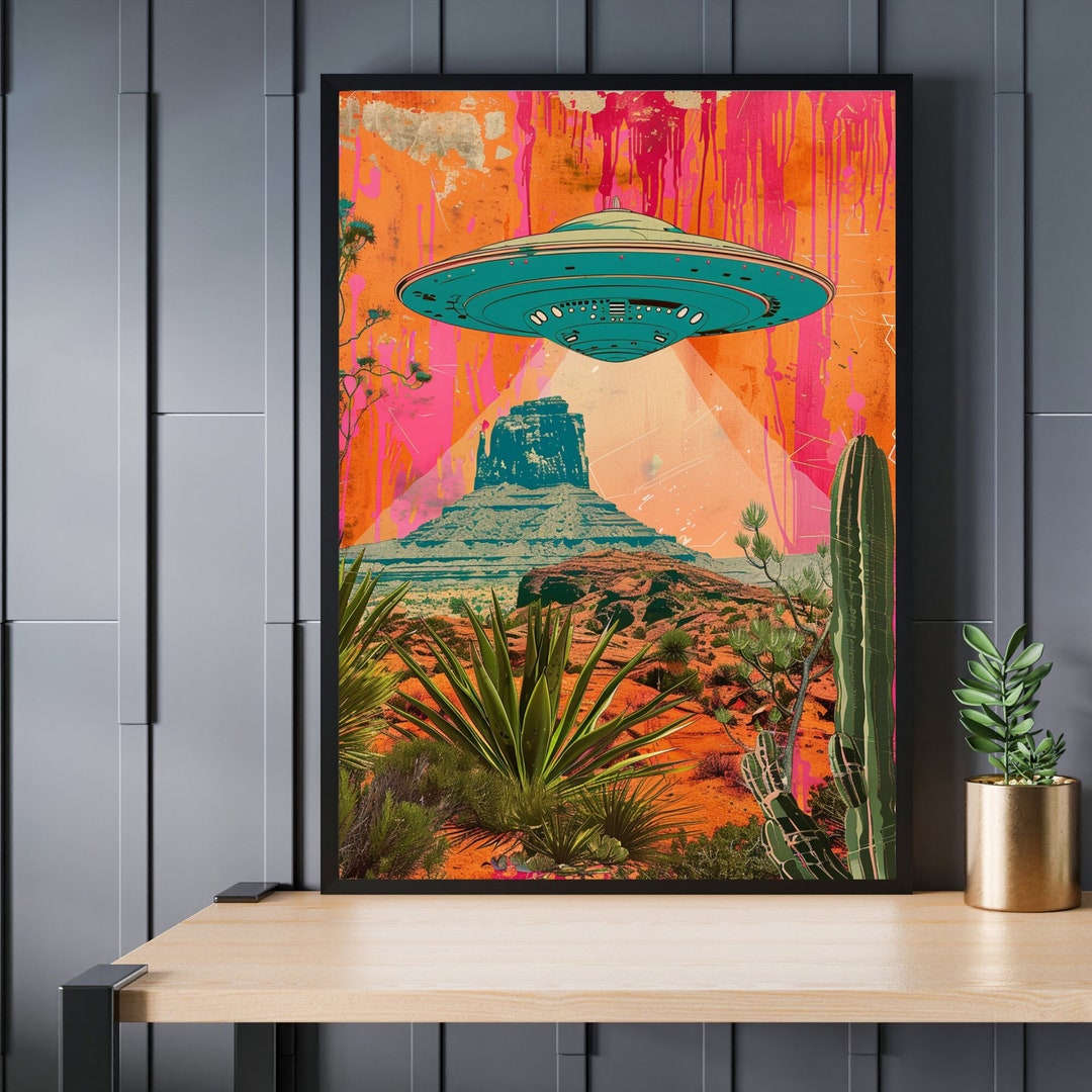 UFO Alien Pop Art Wall Art UFO Sighting Wall Art Alien Poster Alien ...
