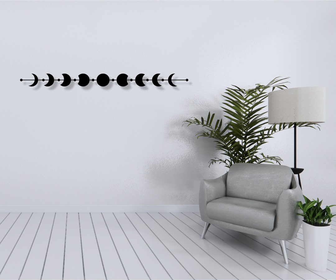 Long Narrow Lunation Wall Art Moon Metal Decor Moon Phase Wall Hanging ...