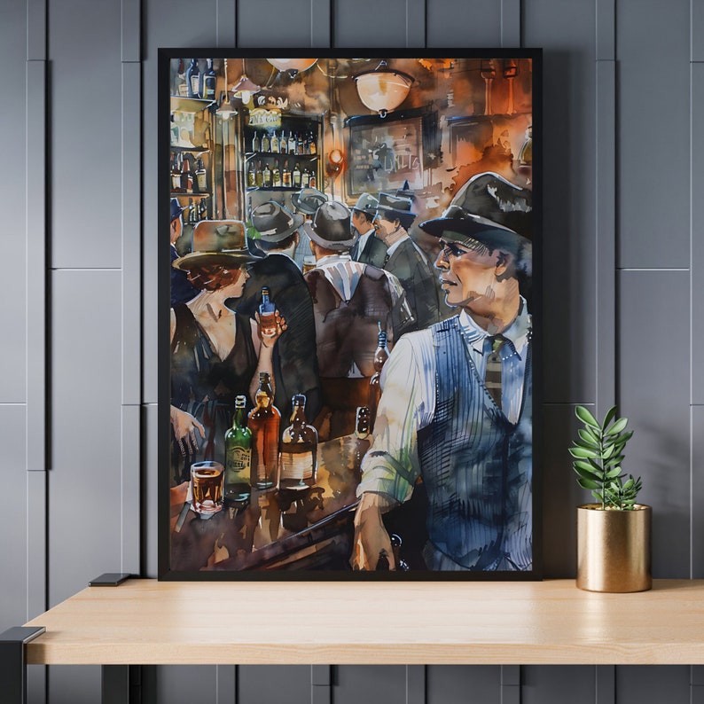 Prohibition Speakeasy Artwork Framed Canvas Bourbon Wall Art Vintage ...