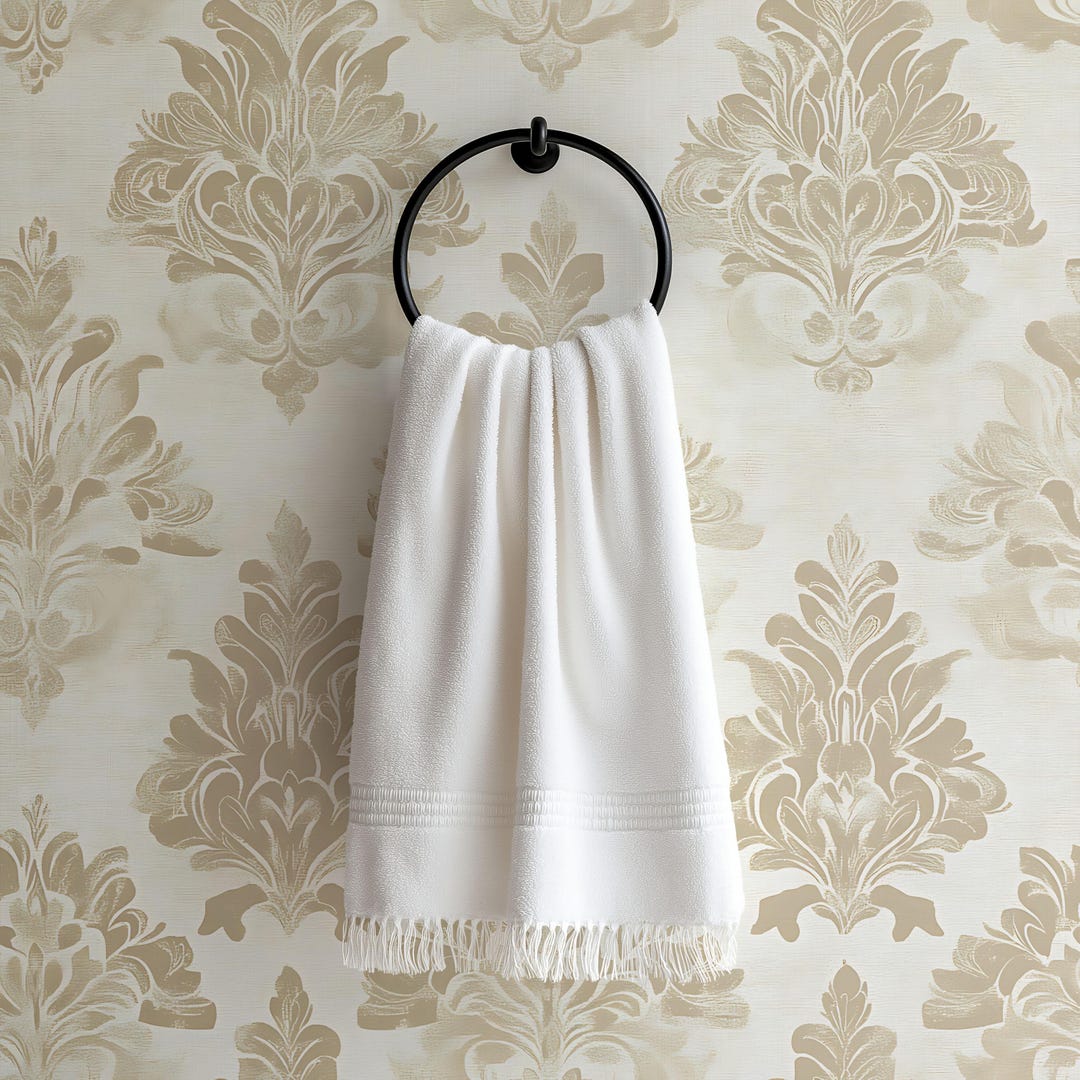 Victorian Damask Wallpaper Neutral Beige Art Deco Accent Wall Muted ...