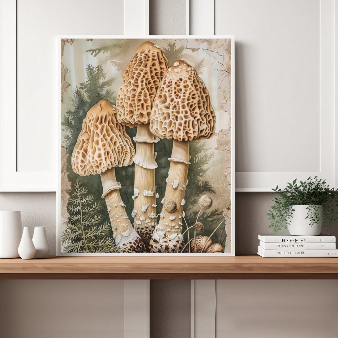 Mushroom Wall Art Framed Canvas Boho Poster Mycelium Decor Psychedelic ...