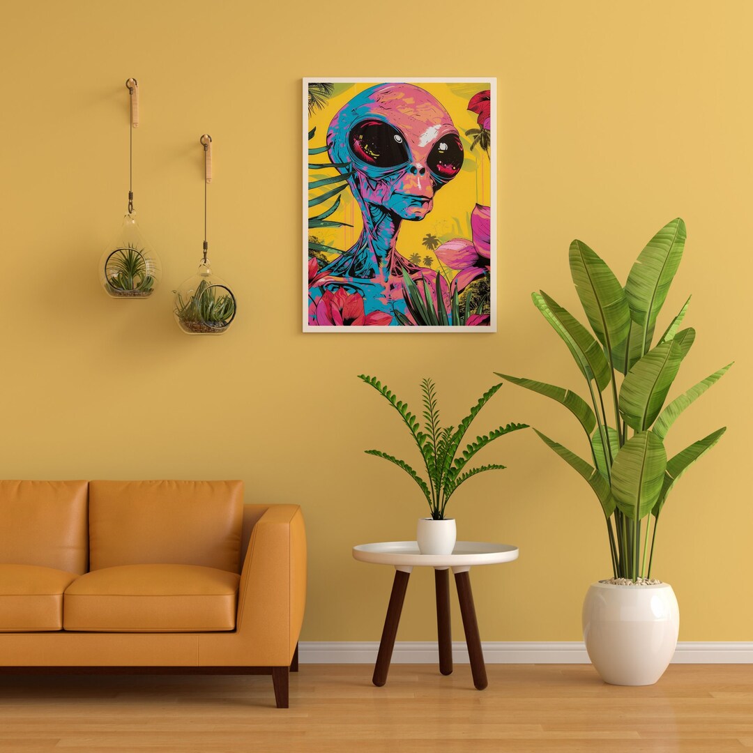 Alien Wall Art UFO Alien Pop Art UFO Sighting Wall Hanging Alien Poster ...